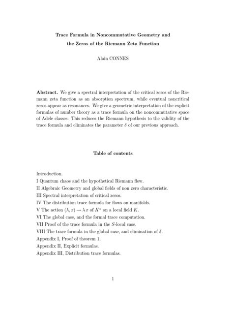 Trace Formula In Noncommutative Geometry And The Zeros Of The Riemann