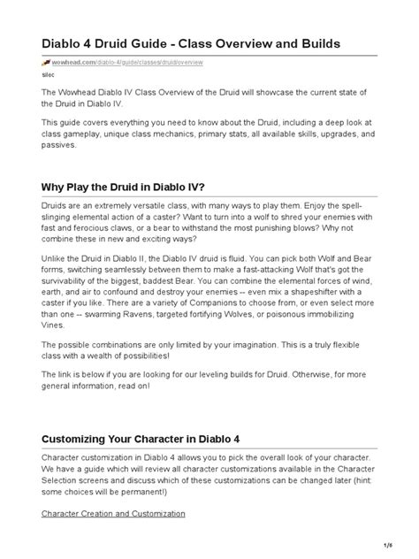 Diablo 4 Druid Guide Class Overview And Builds Pdf