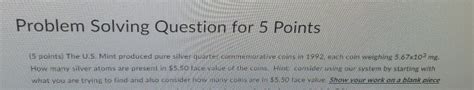 Solved Problem Solving Question For Points Points The Chegg Com