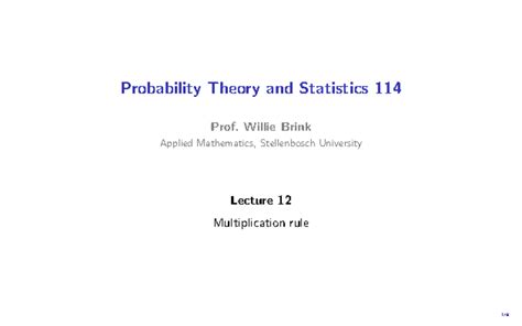 Eng Lecture 12 Multiplication Rule Probability Theory And