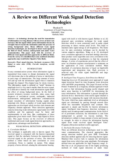Pdf Ijert A Review On Different Weak Signal Detection Technologies