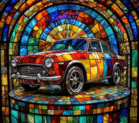 Vintage Car In Stained Glass Free Download Ai Scribbles