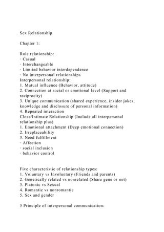 Sex RelationshipChapter 1Role Relationship Casual Docx