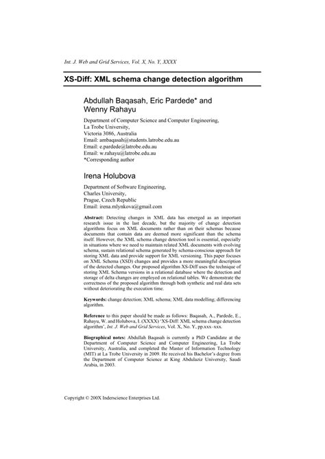 PDF XS Diff XML Schema Change Detection Algorithm