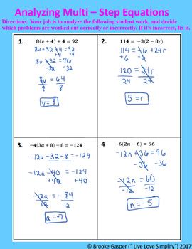 Multi Step Equations By Live Love Simplify Teachers Pay Teachers