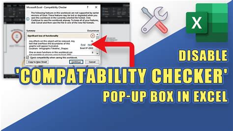 How To Permanently DISABLE COMPATABILITY CHECKER Dialog Box In Excel YouTube
