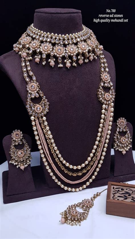 Rs 7500 Bridal Jewelry Set With Full Accessories Green Bollywood