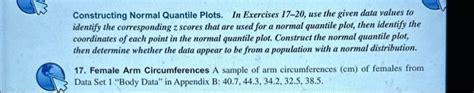 Solved Constructing Normal Quantile Plots In Exercises Chegg