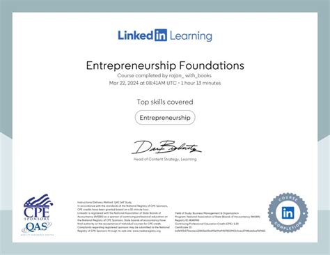 rajan with books on linkedin certificate of completion