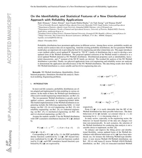 Pdf On The Identifiability And Statistical Features Of A New