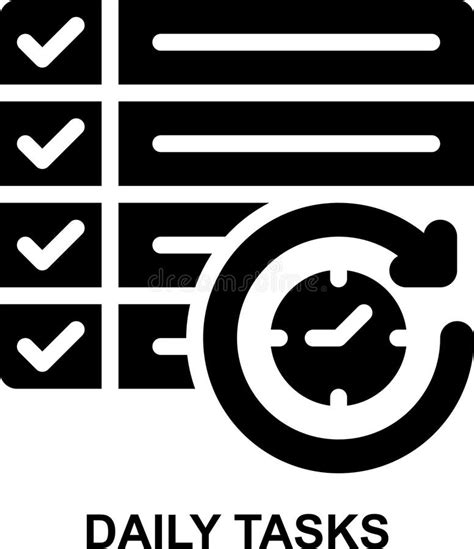 Daily Tasks Daily Schedule Task List Task Daily Routine Solid Glyph Icon Stock Illustration