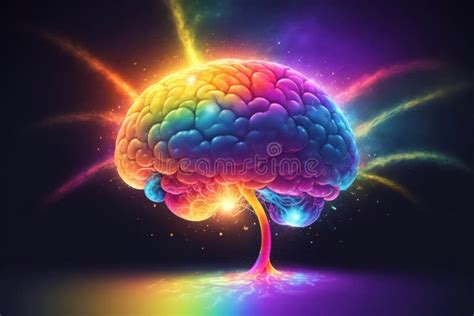 Rainbow Human Brain Explosion Cognitive Overload Ai Generative Stock Illustration