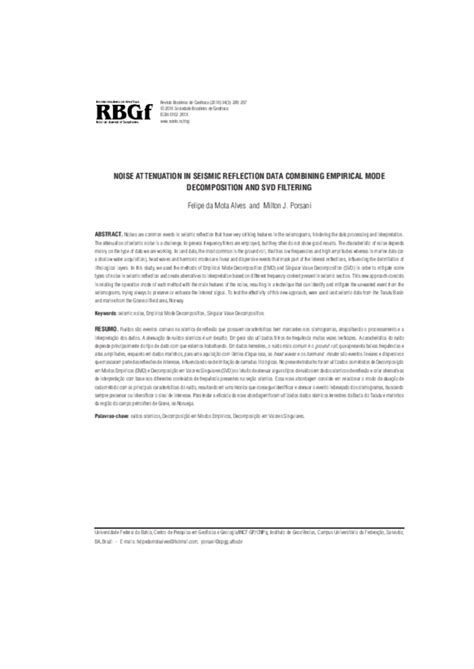 Pdf Noise Attenuation In Seismic Reflection Data Combining Empirical