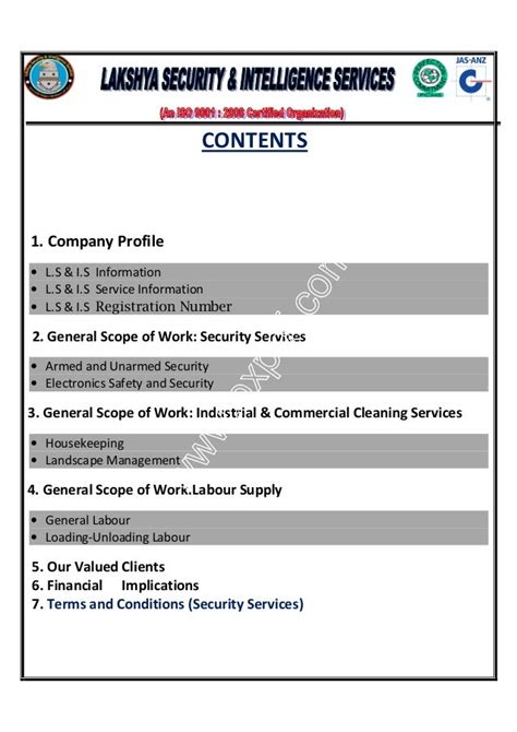 Security Services Security Services Quotation Sample