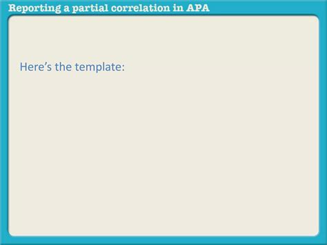 Reporting A Partial Correlation In Apa Pptx
