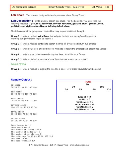 Cs101 Lab Exploring Binary Search Trees And Tree Operations Studocu