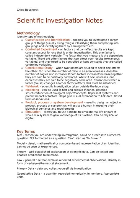 Scientific Investigation Notes Scientific Investigation Notes