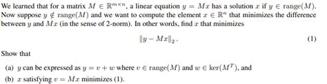 solved we learned that for a matrix m e rmxn a linear