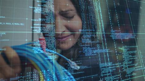 Animation Of Data Processing Over Crying Caucasian Women Holding