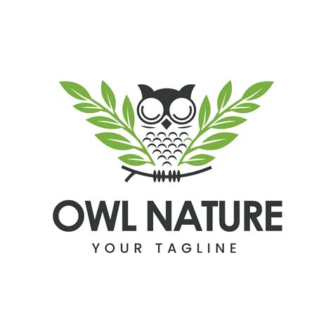 Owl Illustration With Leaf Wings Owl Logo Design Template Symbol