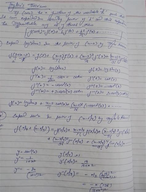 Taylors Theorem Lecture Notes Matheamtics Cor A Ioyemm Jon