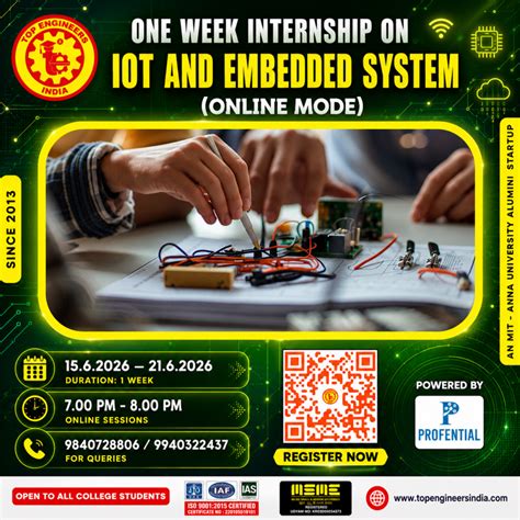 One Week Internship On Iot And Embedded System Online Mode Topengineers