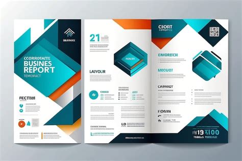 Modern Business Annual Report Brochure Flyer Catalog Leaflet A4 Cover Layout Design Premium Ai