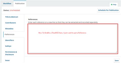 how to enable tinymce editor on references field software support