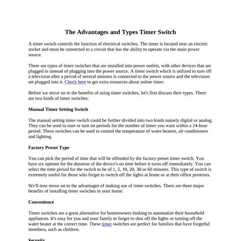 The Advantages And Types Timer Switch Pdf Pdf DocDroid