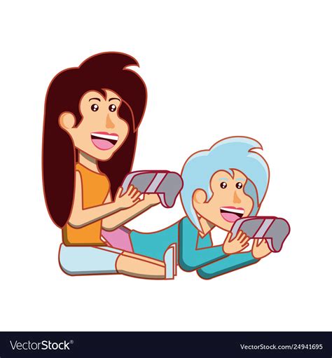 Girls With Game Control Character Royalty Free Vector Image