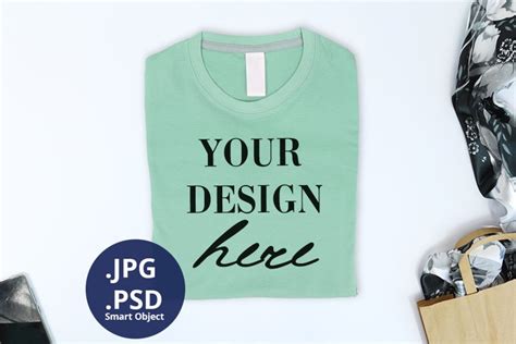 Mint Folded T Shirt Mockup Light Green T Shirt Mock Up