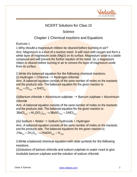 Science Class 10 Worksheet With Answers Pdf