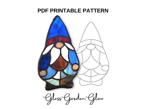 Cute Christmas Gnome Ornamnet Stained Glass Pattern Pdf Png Printable