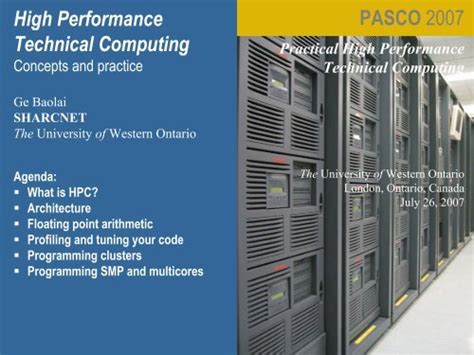 HPC Architecture FP Profiling Parallelism Cluster SHARCNet
