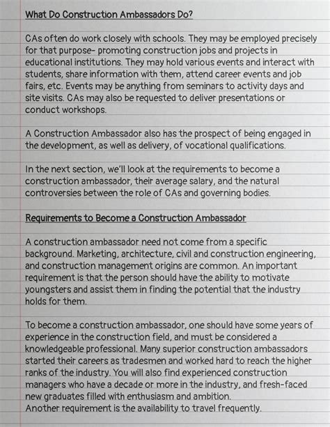 Solved What Do Construction Ambassador Do Also Explain The