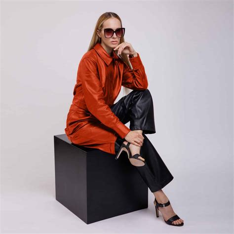 Unbeatable Styling Tips To Wear An Orange Leather Jacket Doused In Pink