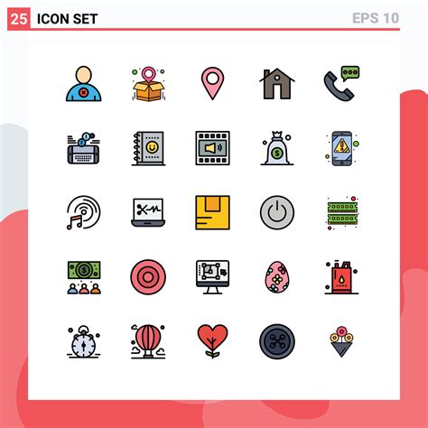 Filled Line Flat Color Pack Of 25 Universal Symbols Of Contact Us Communication Pin Call