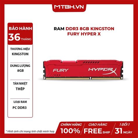 RAM DDR3 8GB KINGSTON FURY HYPER X BUSS 1600 BH 3 NĂM – Máy Tính Biên Hòa