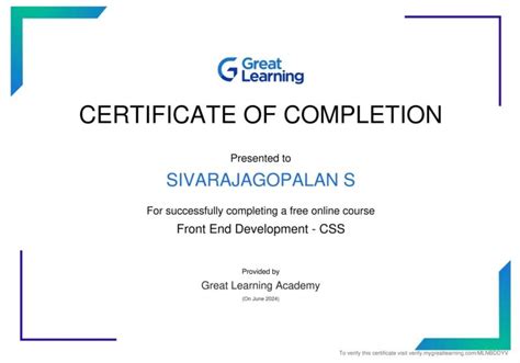 sivarajagopalan s on linkedin css frontend greatlearningacademy greatlearning glacertificate