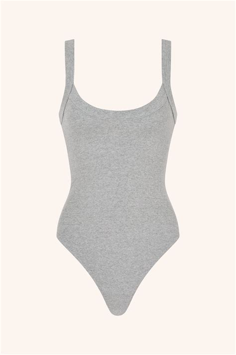 Bodysuit Grey Gray High Stretch Bodysuit For Loungewear Fitted Gray