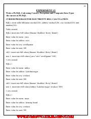 DBMS LAB EXP Pdf EXPERIMENT Write A PL SQL Code Using Cursors Exceptions And