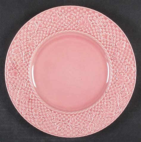 Basketweave Leaves Pink Dinner Plate By Bordallo Pinheiro