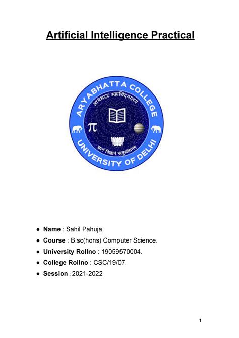 Artificial Intelligence Practical File CSC Artificial Intelligence Practical Name