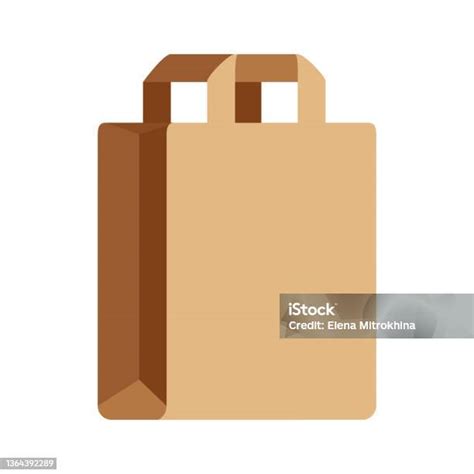 공예 패키지 갈색 베이지 색 종이 포장 바이오 패키징 크래프트 백은 종이로 만든 제품입니다 디자인 및 웹 디자인을 위해 흰색 배경에 격리된 벡터 일러스트레이션 가방에 대한
