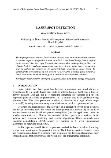 Pdf Laser Spot Detection