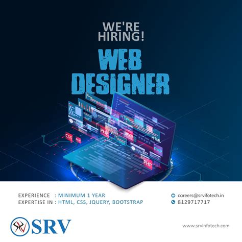 Srv Infotech On Linkedin Srvinfotech Srv Hiring Webdesigner