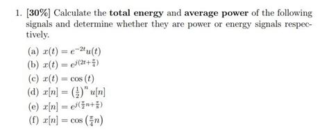 Solved Calculate The Total Energy And Average Chegg