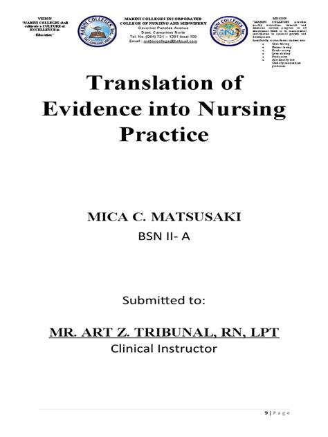 Translation Of Evidence Into Nursing Practice Pdf Evidence Based Medicine Nursing