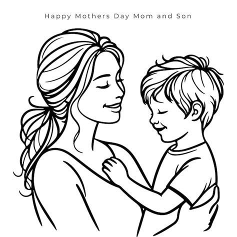 Um Desenho De Uma Mãe E Seu Filho Com Uma Mãe E Filho Feliz Dia Das