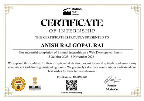Anish Rai On Linkedin Webdevelopment Internshipcompleted Motioncut